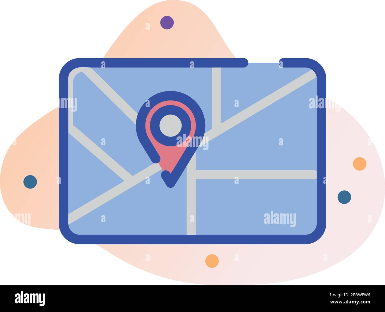 Gps mark line fill block style icon design, Map travel navigation route ...