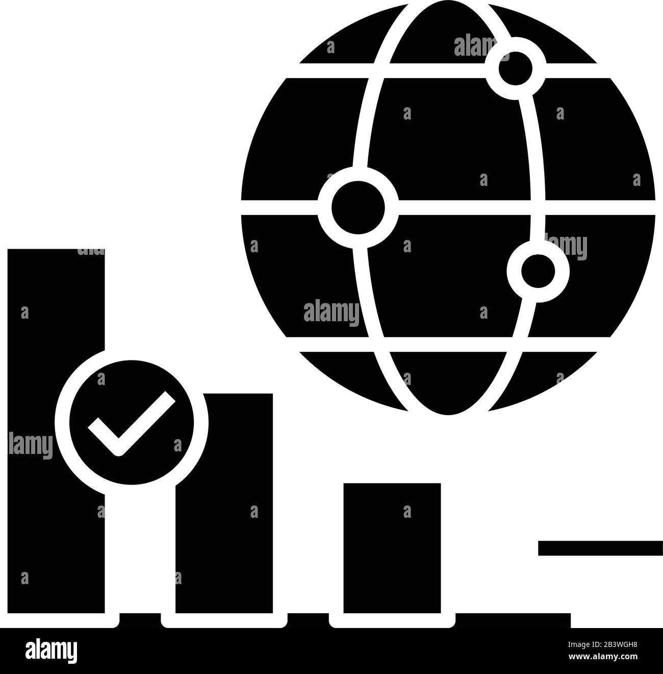 Rising chart black icon, concept illustration, vector flat symbol ...