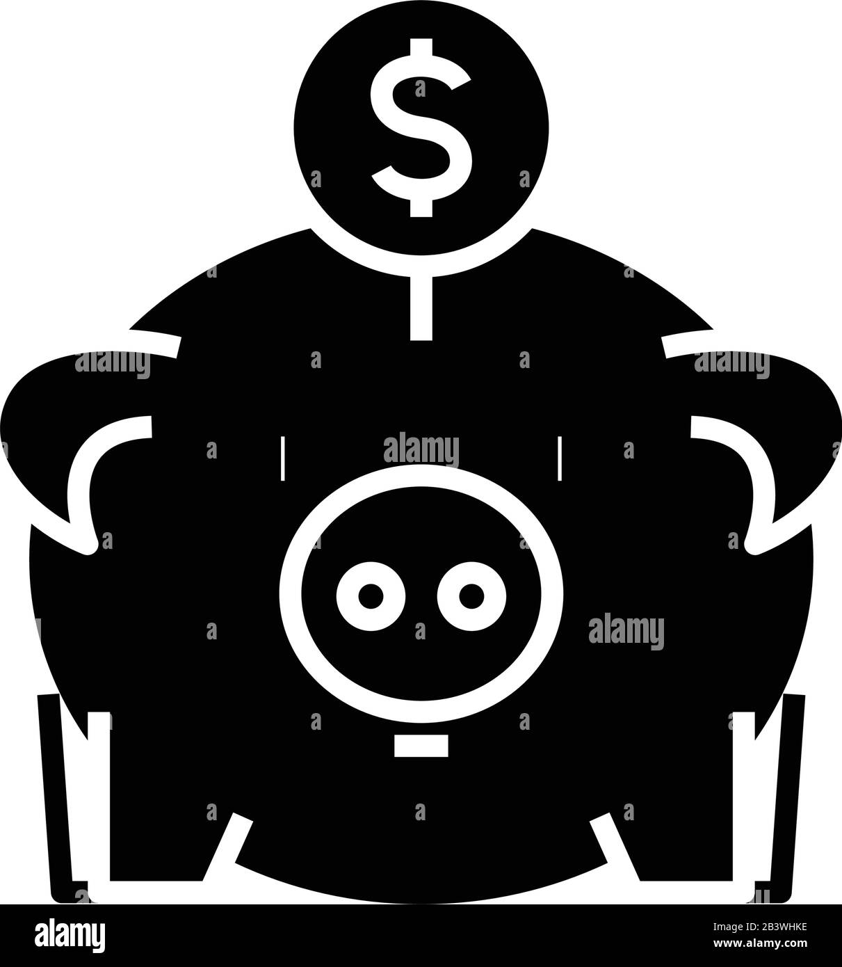 Saving money black icon, concept illustration, vector flat symbol ...