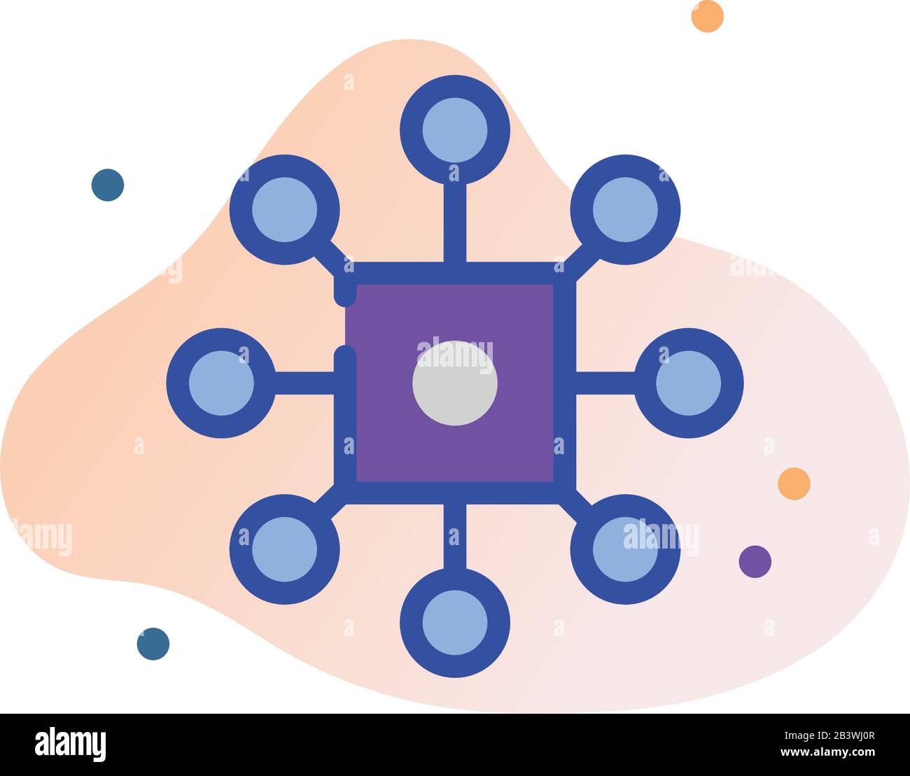 cpu line fill block style icon design, Digital technology communication ...
