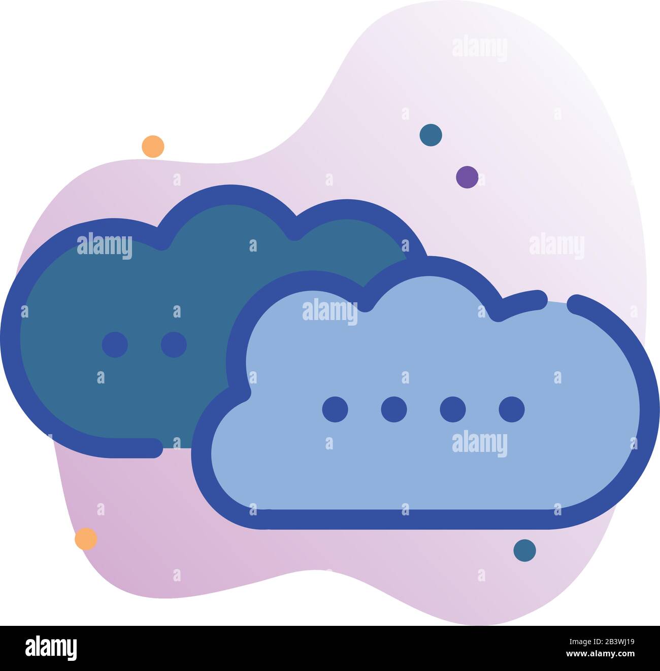 Cloud computing line fill block style icon design, Communication internet connectivity web ...