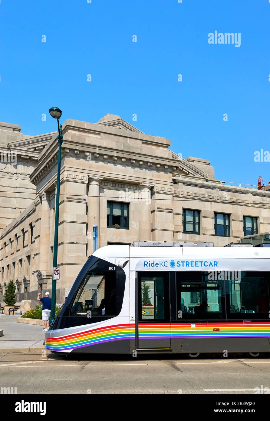A KC Streetcar outside Union Station in downtown Kansas City Stock ...