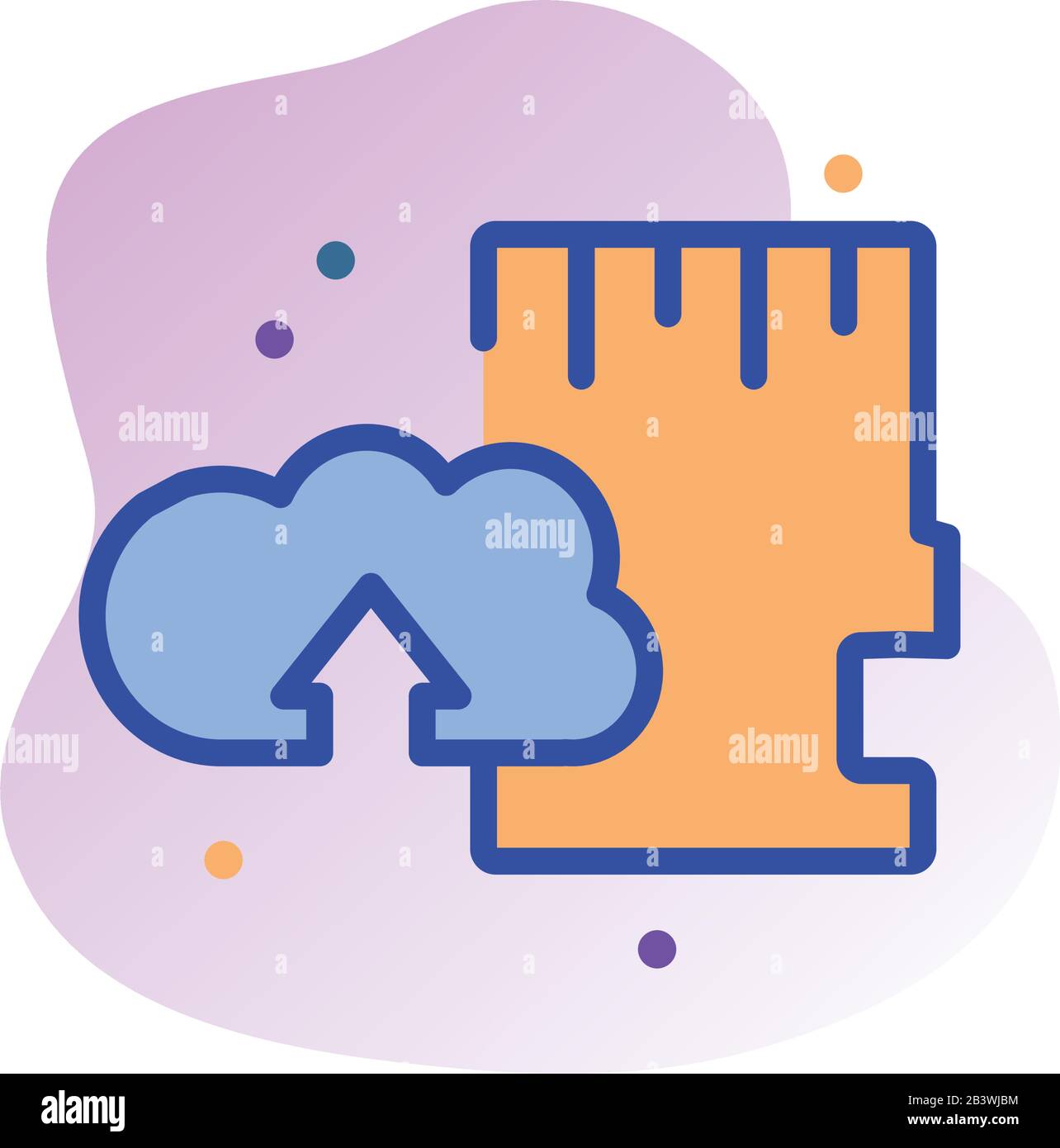 Cloud computing with memory line fill block style icon design, Communication internet ...