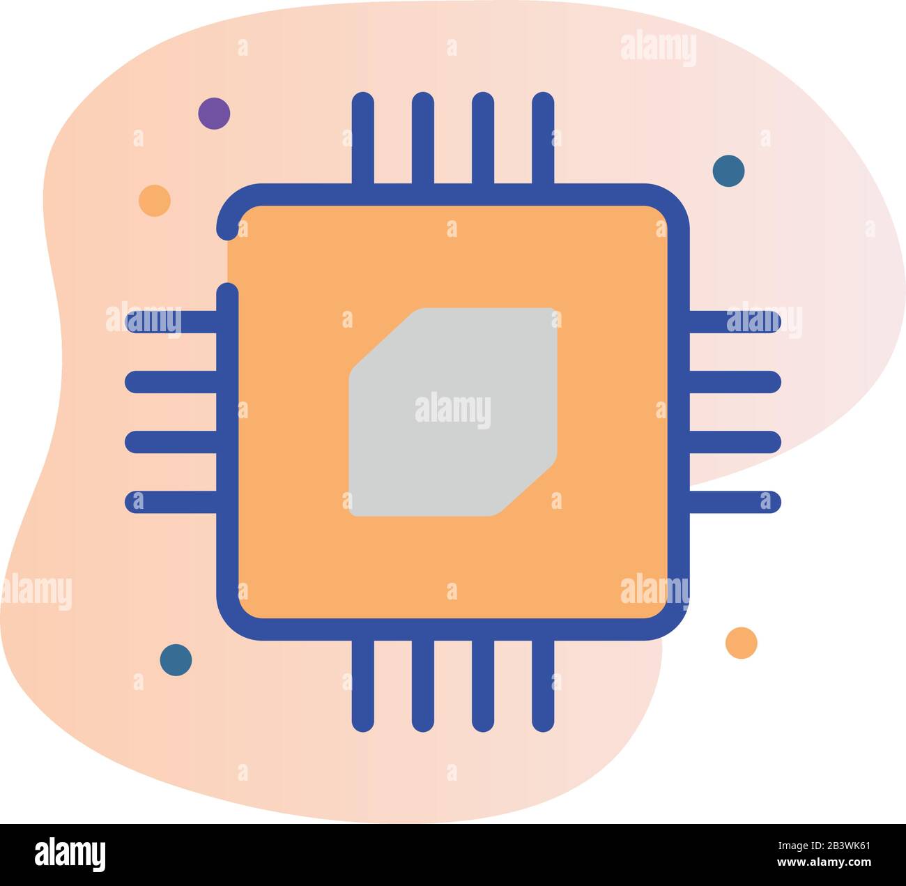 cpu line fill block style icon design, Digital technology communication ...