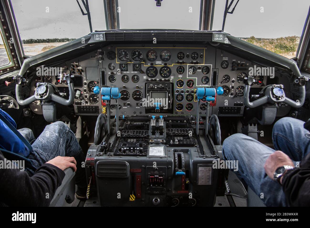 Cockpit of an Air Force military transporter Stock Photo - Alamy