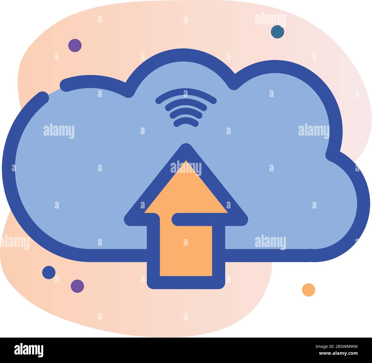 Cloud computing with arrow line fill block style icon design, Communication internet ...