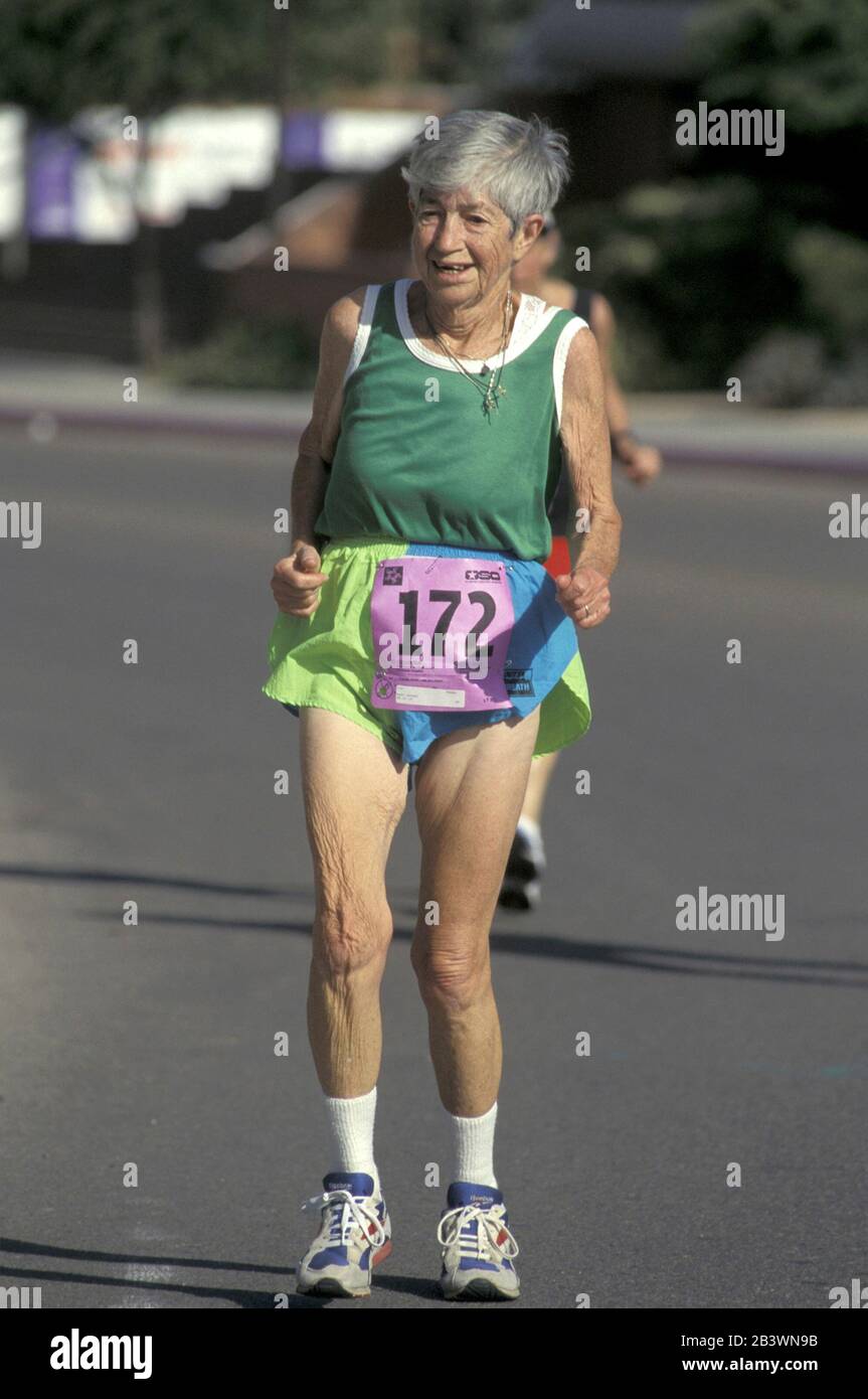 Tucson, Arizona USA, 1997: Female athlete in walk competition at USNSSO ...