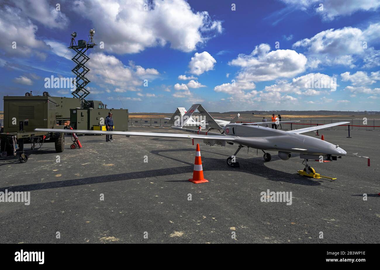 ISTANBUL, TURKEY - SEPTEMBER 22, 2018: Bayraktar, a medium-altitude ...