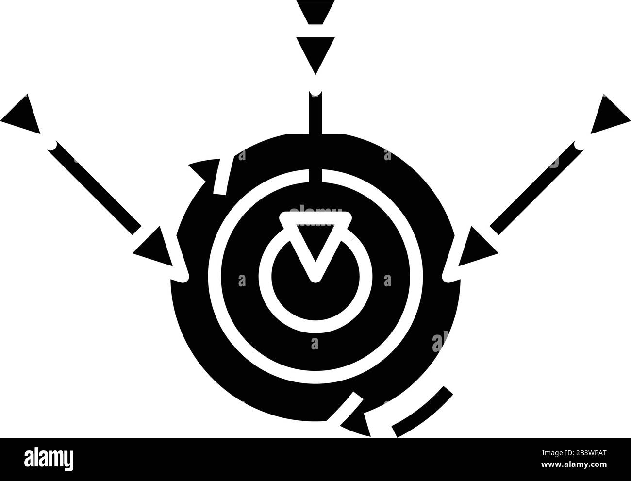 Reaching aims black icon, concept illustration, vector flat symbol ...