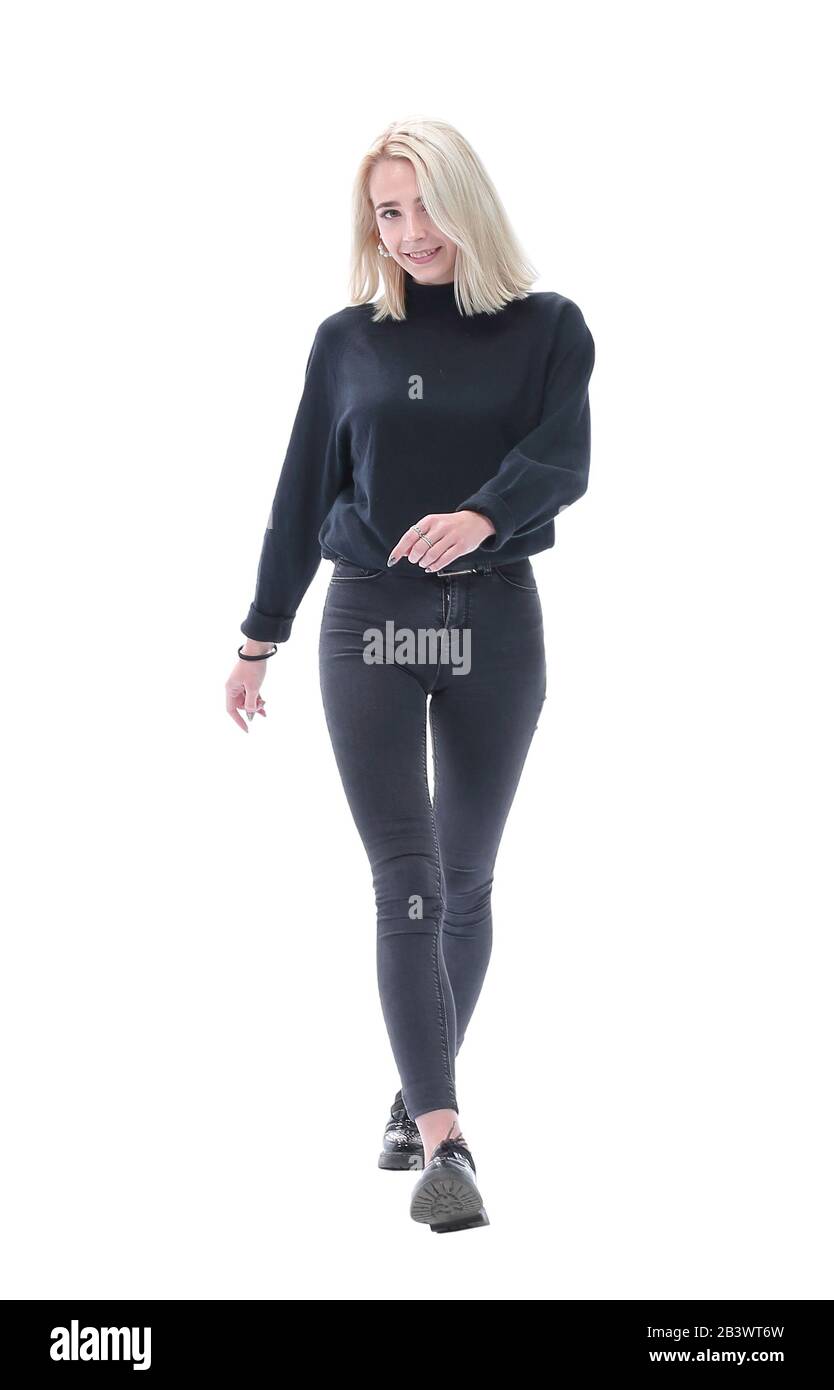 in full growth. stylish young woman confidently moving forward Stock ...