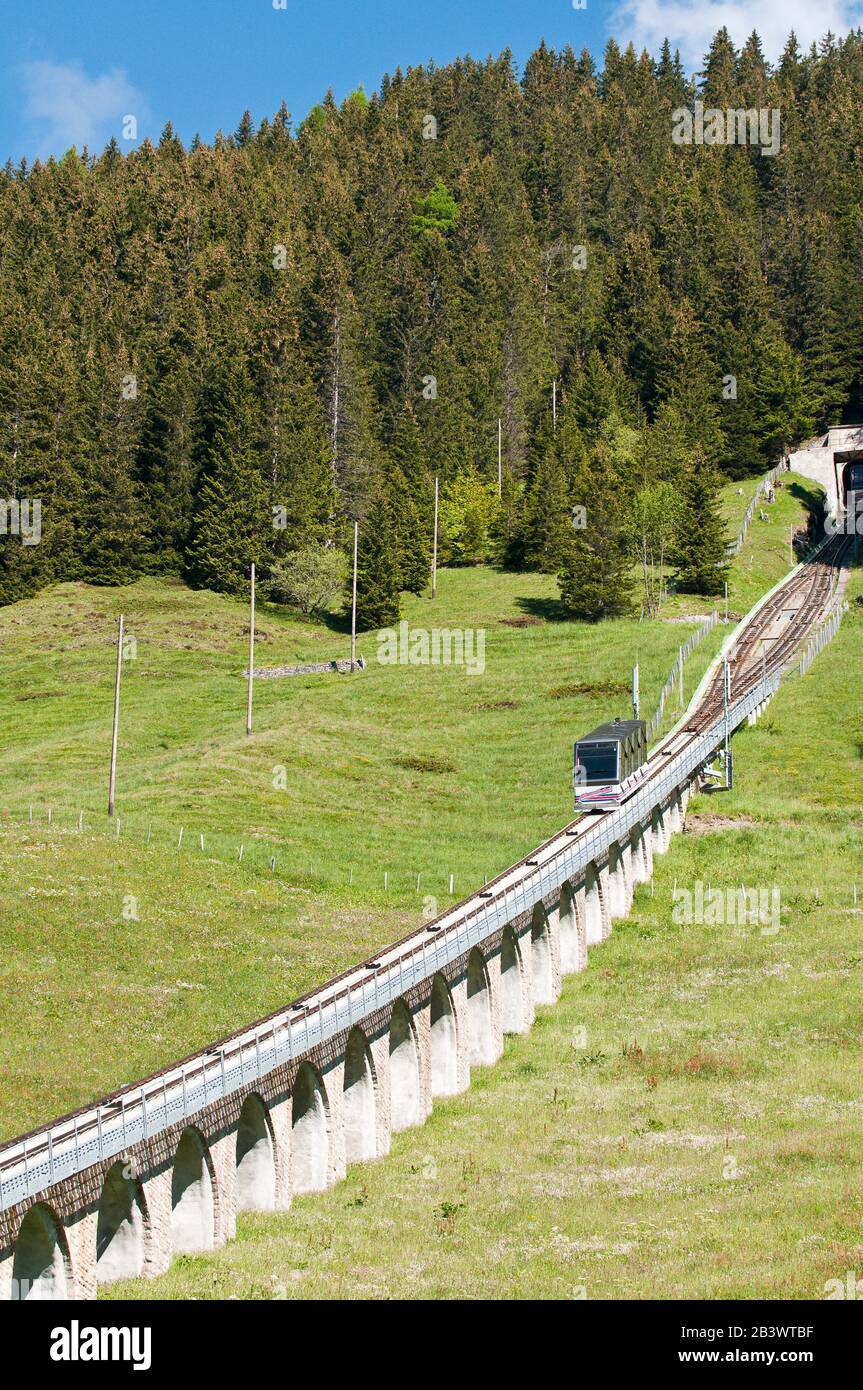 Jungfrau Region, Switzerland. Funicular up to Allmendhubel ...
