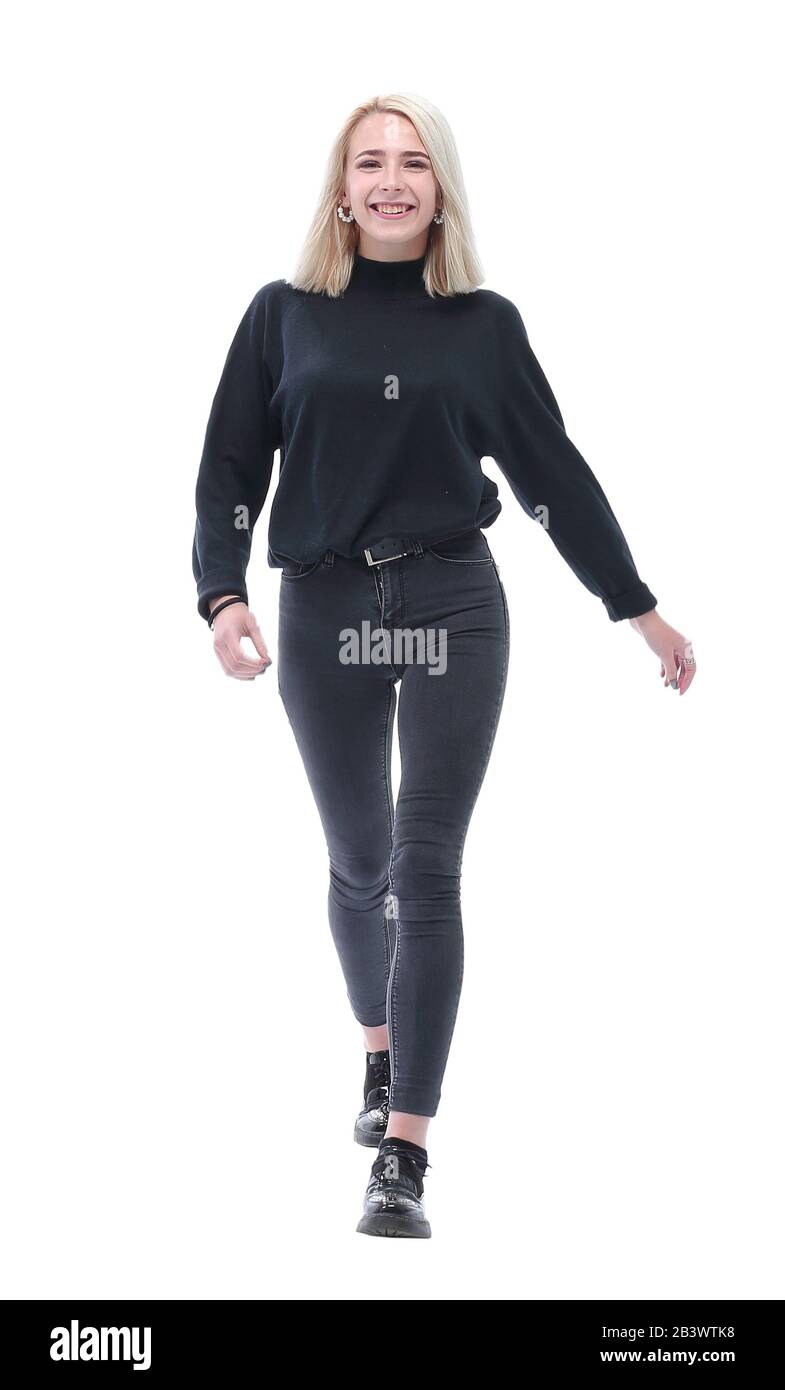 in full growth. stylish young woman confidently moving forward Stock ...