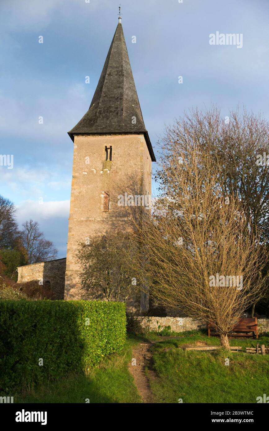 The tower of Bosham Holy Trinity church, Bosham, West Sussex. UK. Built ...