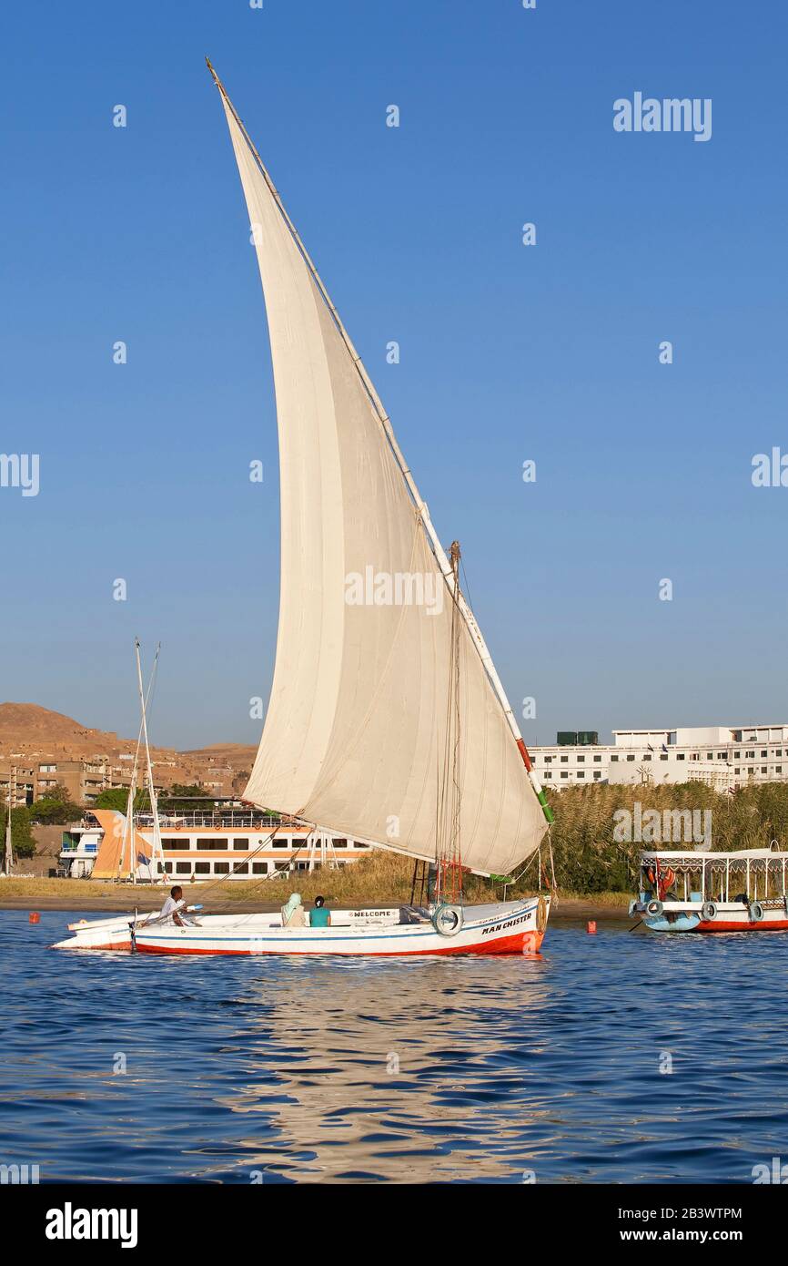 Aegyten, Landschaft, Nil, Boot, Boote, Felucca, Feluccas Stock Photo ...