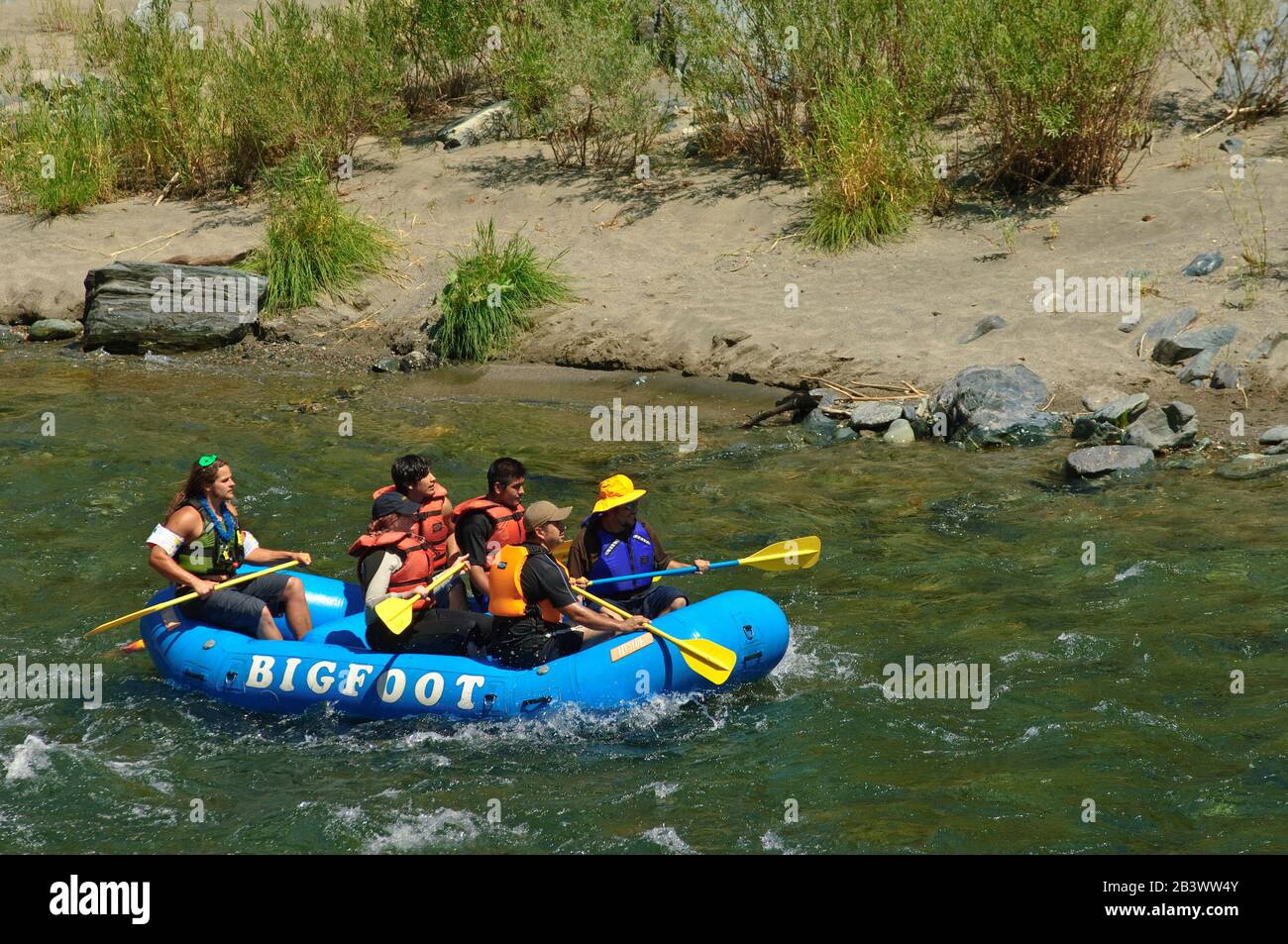 Rafting on the South Fork of the Trinity River California Stock Photo ...