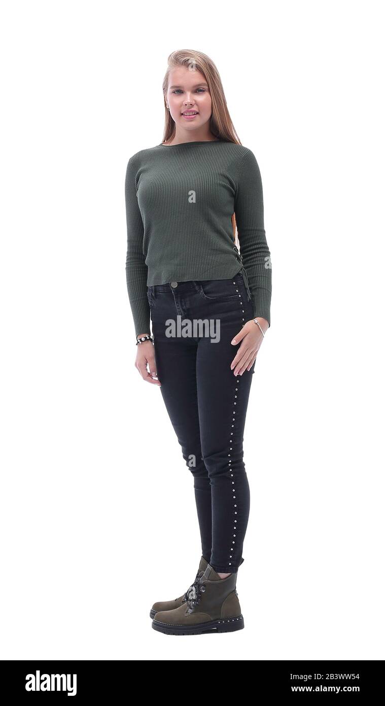 side view. cute student girl in casual clothes Stock Photo - Alamy