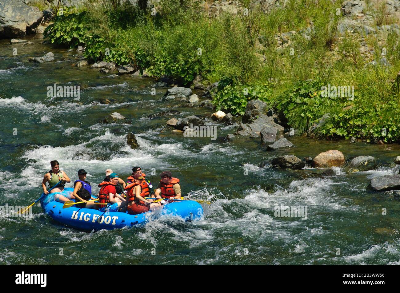 Rafting on the South Fork of the Trinity River California Stock Photo ...