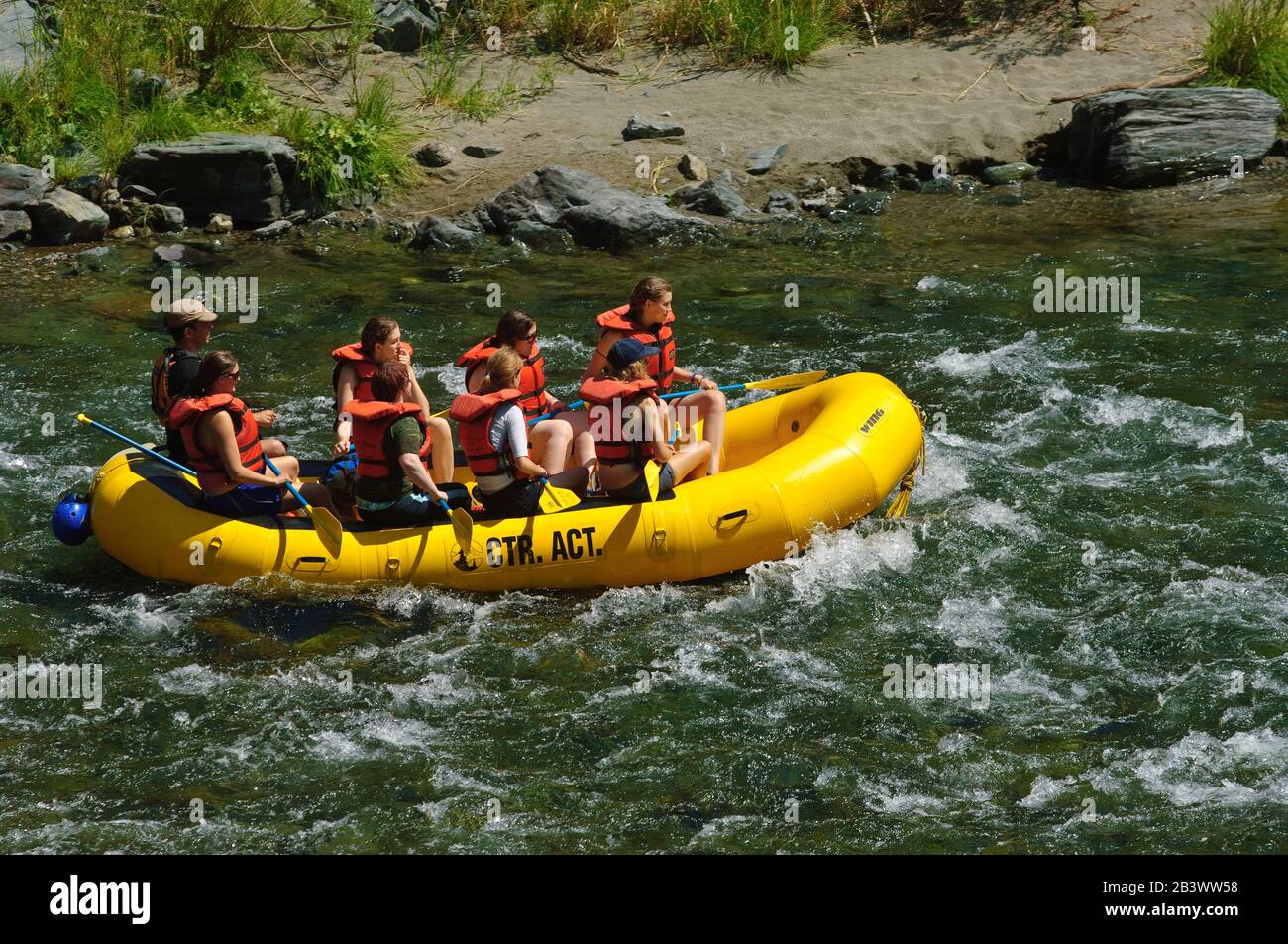Rafting on the South Fork of the Trinity River California Stock Photo ...
