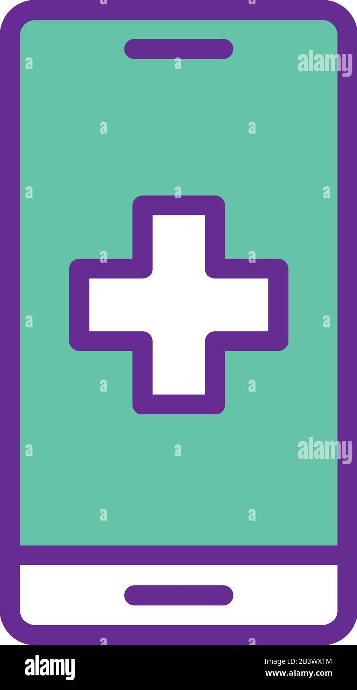 Isolated cross inside smartphone line and fill style icon vector design ...