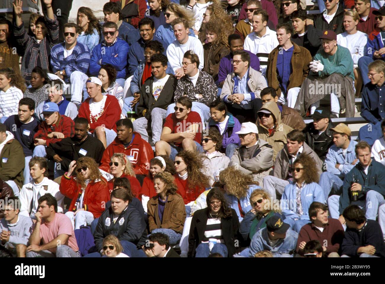 San Marcos, Texas USA: Crowd on bleacher seats in stadium watching a ...