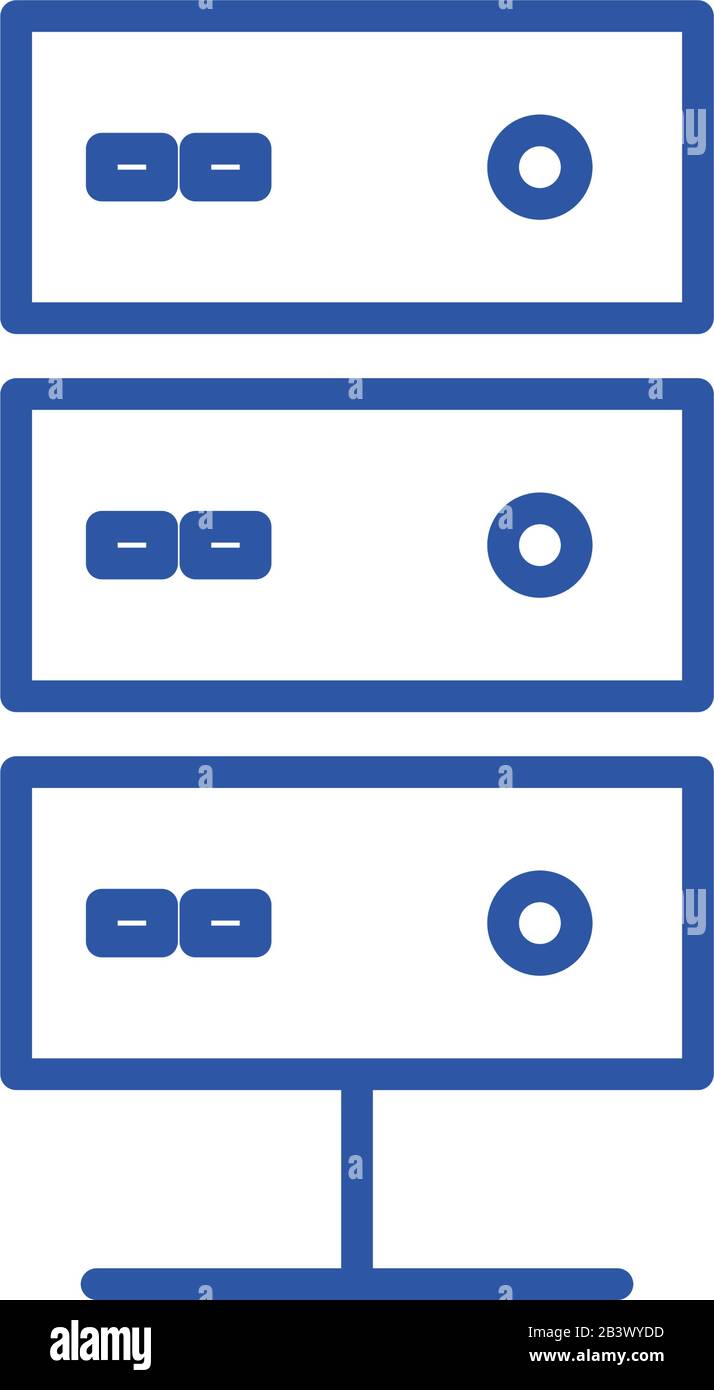 Web hosting line style icon design, Data center base security system hardware technology ...