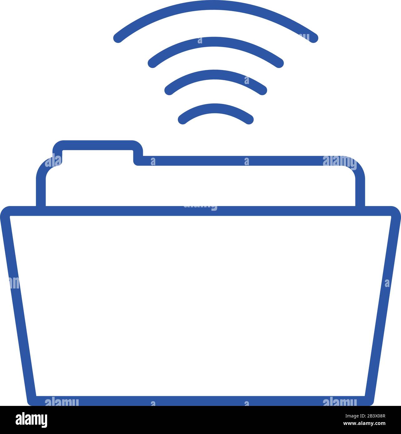 File and wifi line style icon design, Document data archive storage organize business office and ...