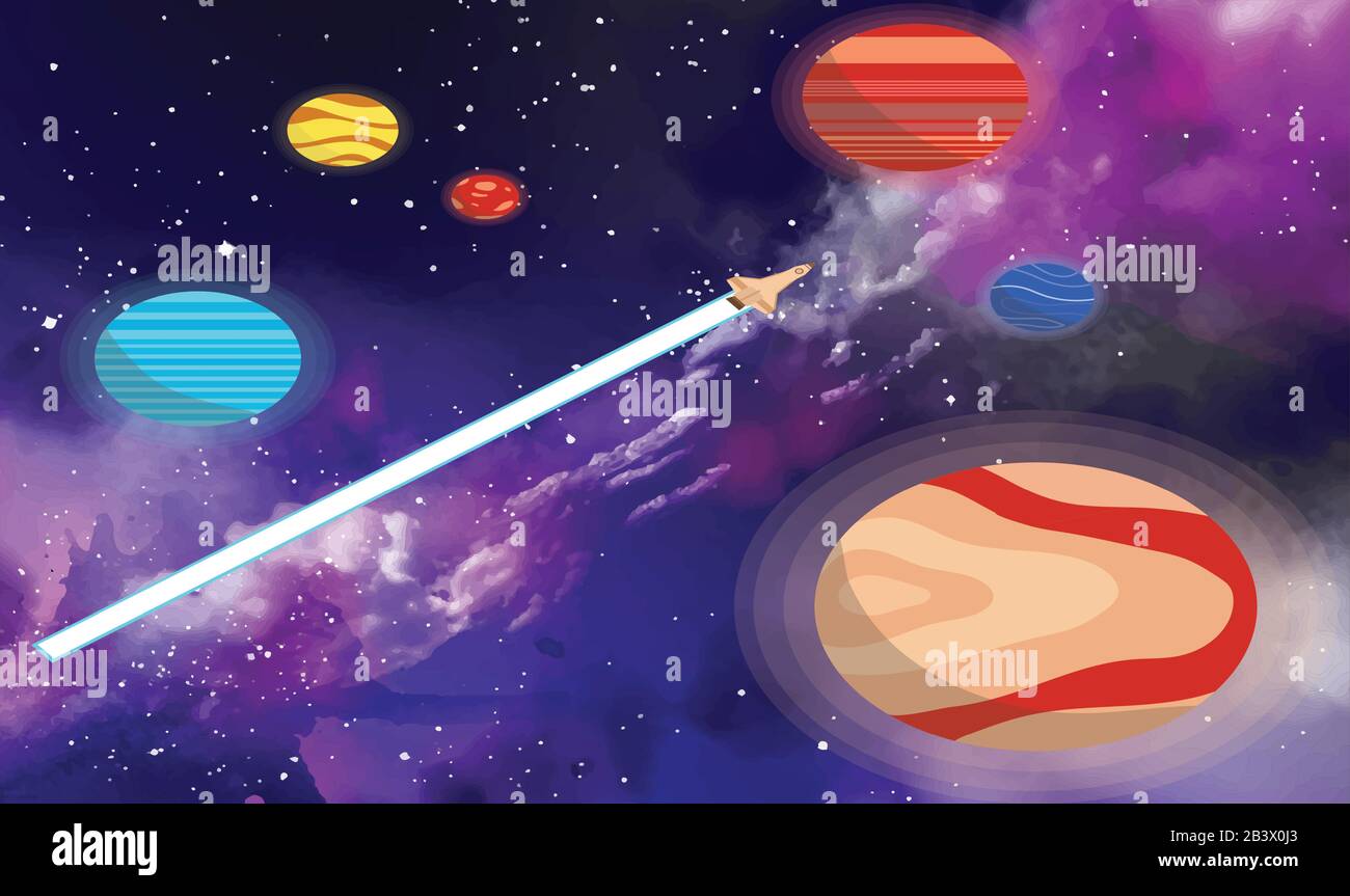 space ship in a outer world near planets Stock Vector Image & Art - Alamy