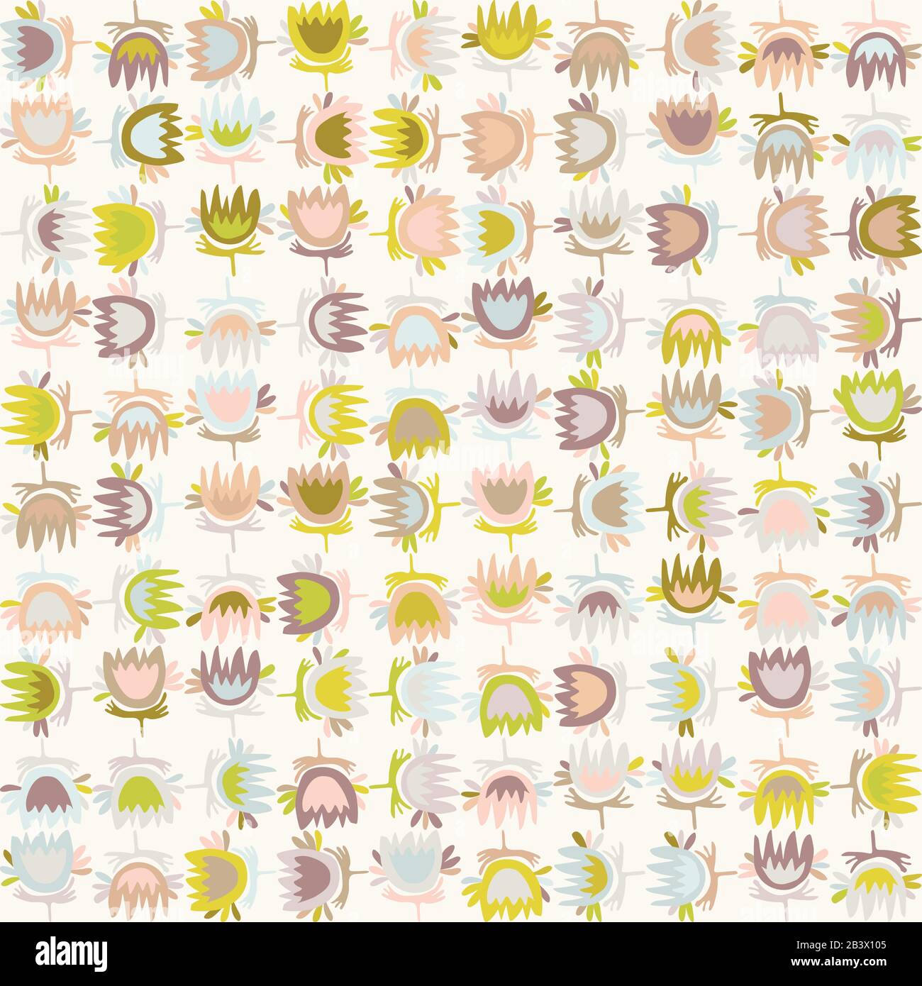 Pastel cut out style floral vector texture. Feminine geometric seamless ...