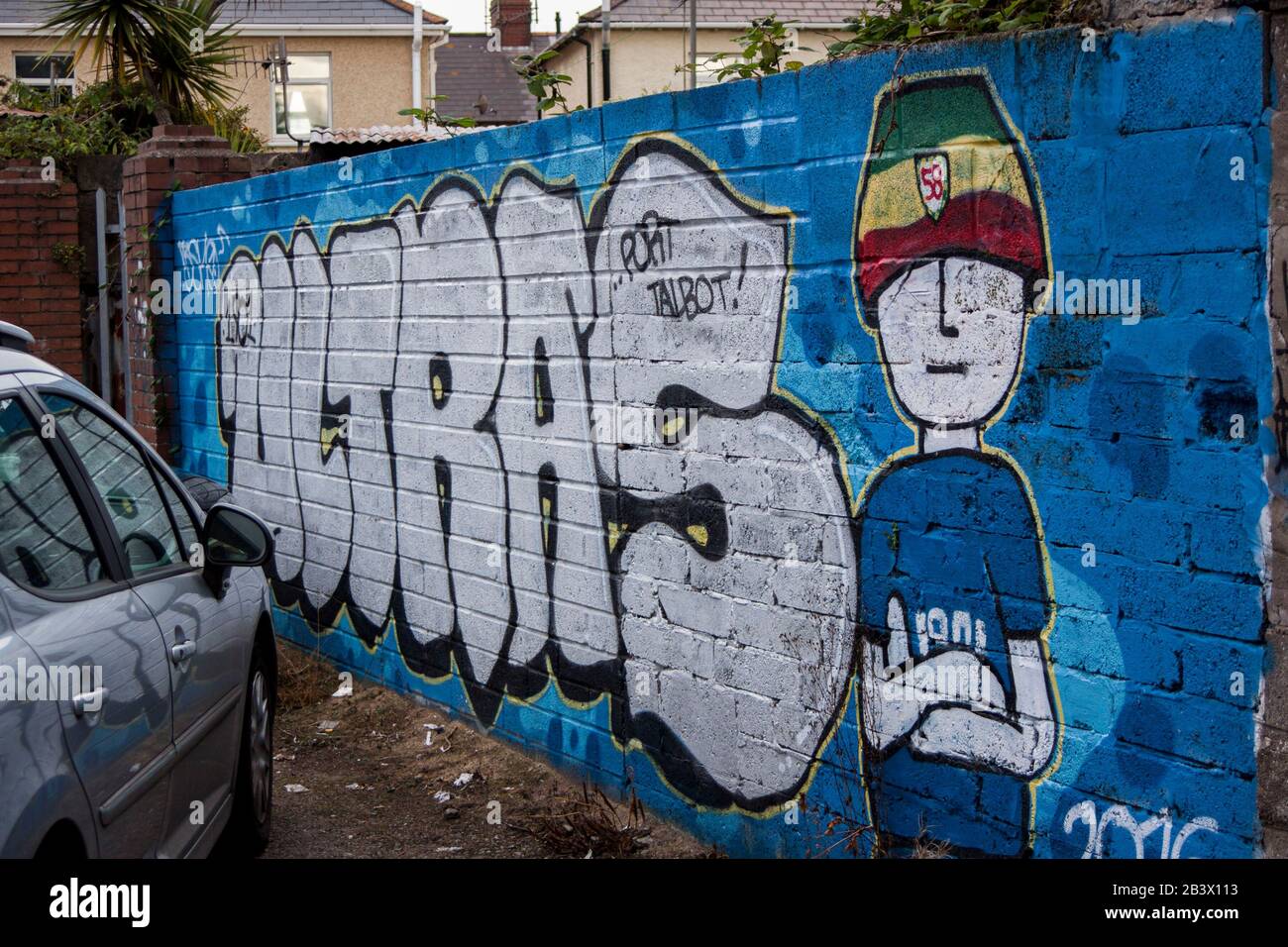 Port Talbot Town wall art at Victoria Road, Port Talbot Stock Photo - Alamy