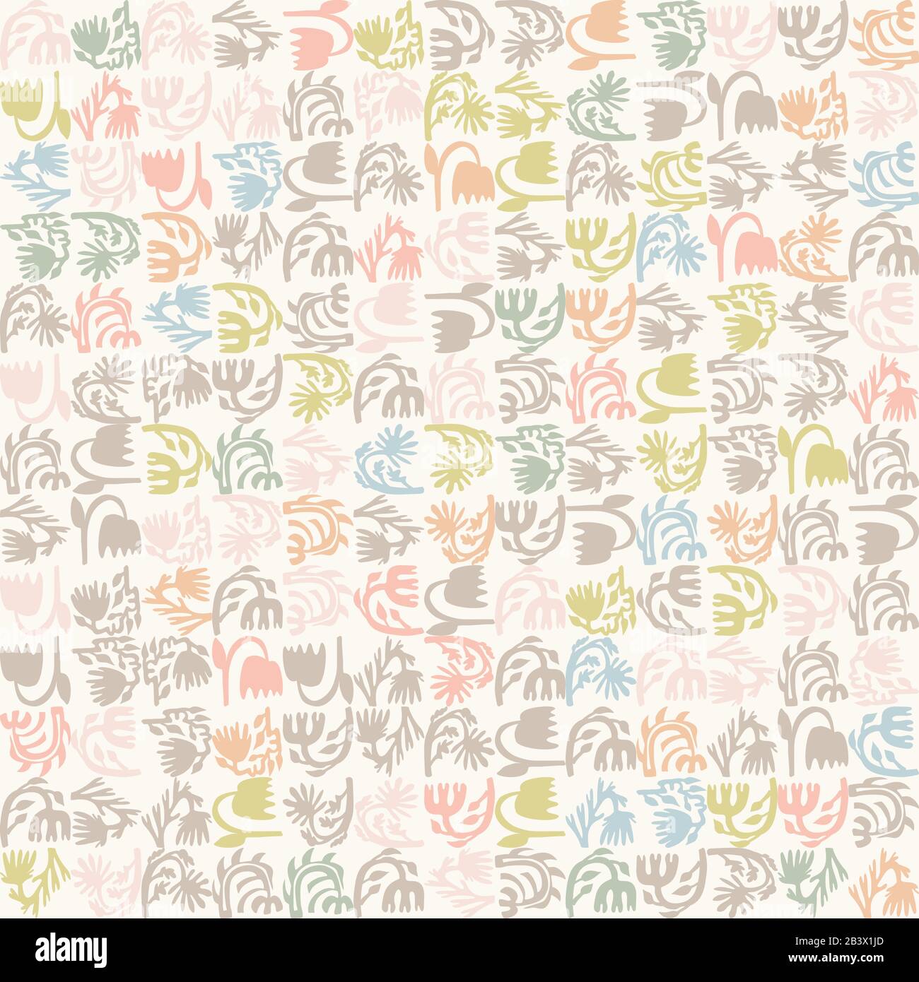 Pastel cut out style floral vector texture. Feminine geometric seamless ...