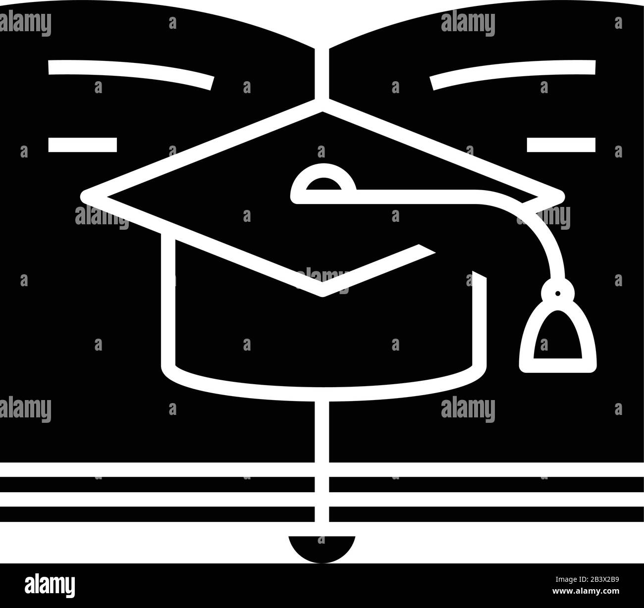 Studying process black icon, concept illustration, vector flat symbol ...