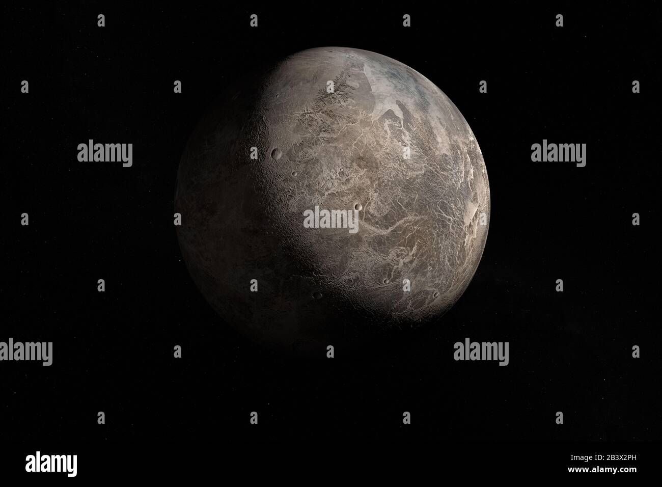 Toward Ceres, dwarf planet, in the outer space. 3d render Stock Photo ...