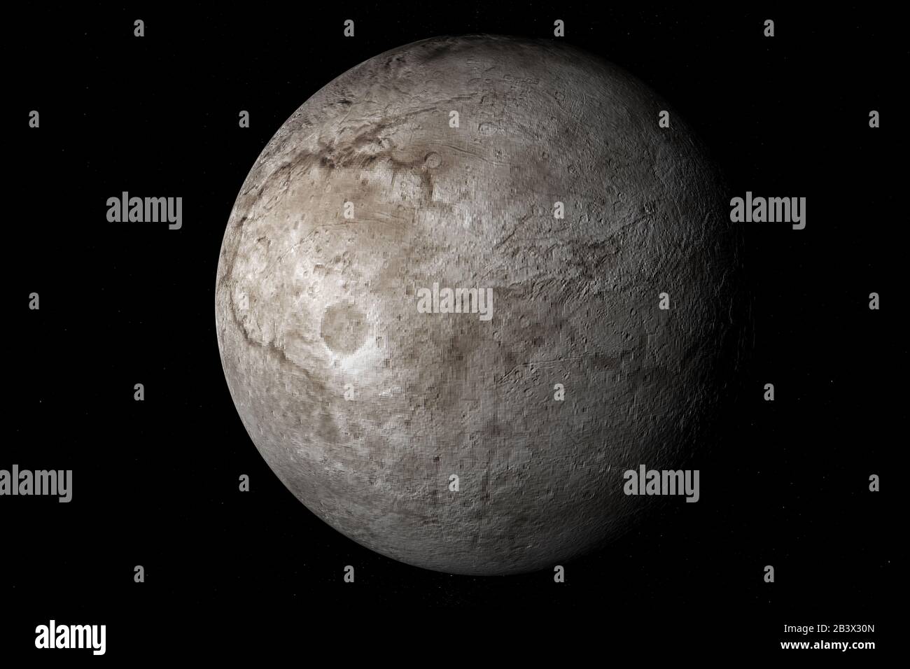 Charon, natural satellite of dwarf planet Pluto. 3d render Stock Photo ...