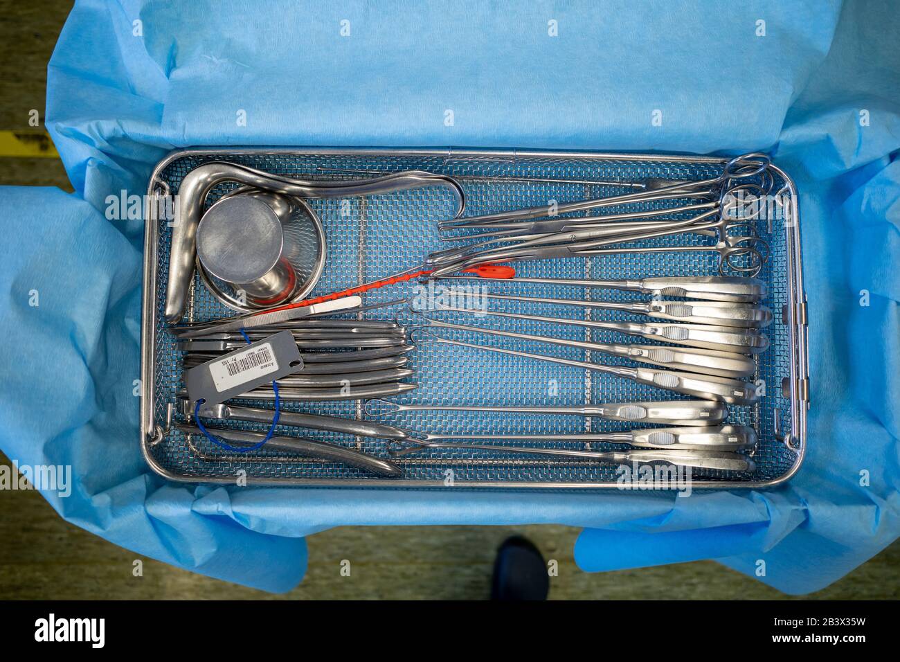a cleaned and disinfected instrument sieve for performing a uterus ...