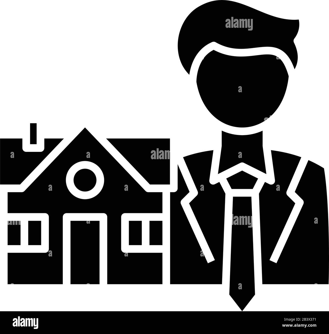 Real estate manager black icon, concept illustration, vector flat ...
