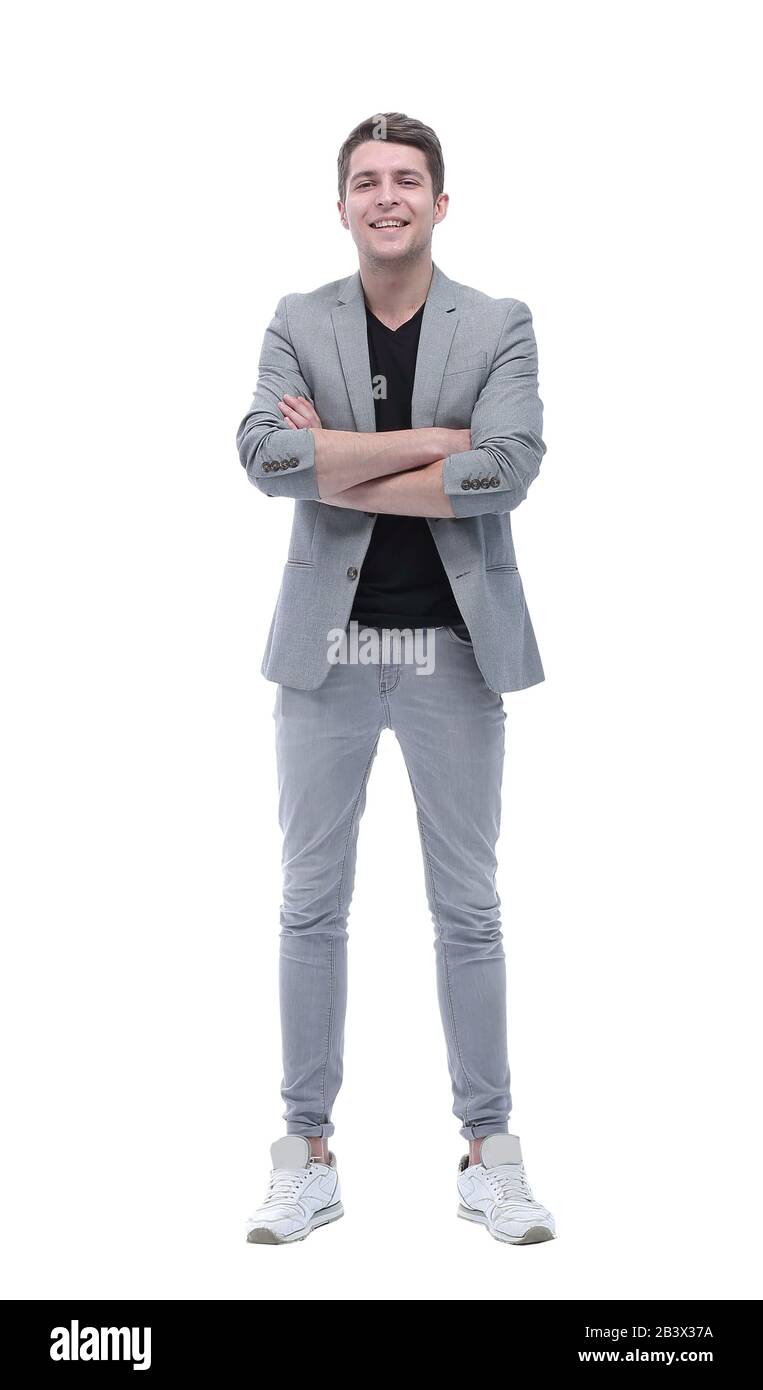 in full growth. smiling successful modern man Stock Photo - Alamy