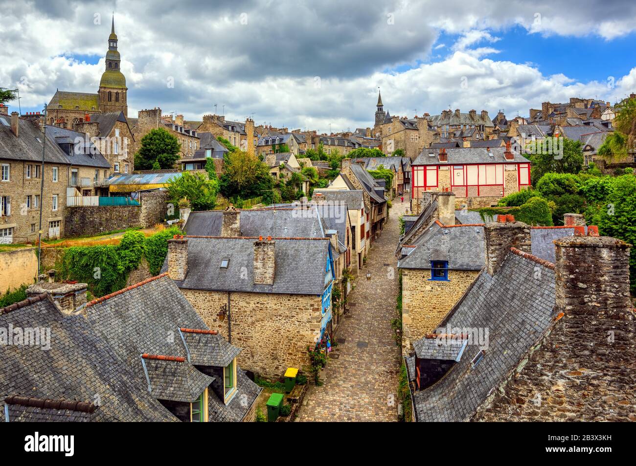 Historical Old town Dinan, famous for its medieval architecture, is a ...