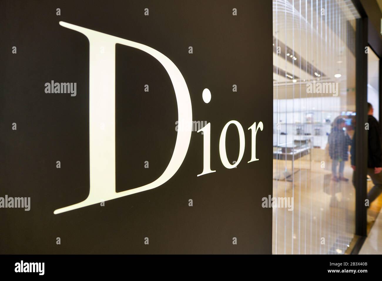 HONG KONG, CHINA - CIRCA JANUARY, 2019: close up shot of Dior sign seen ...