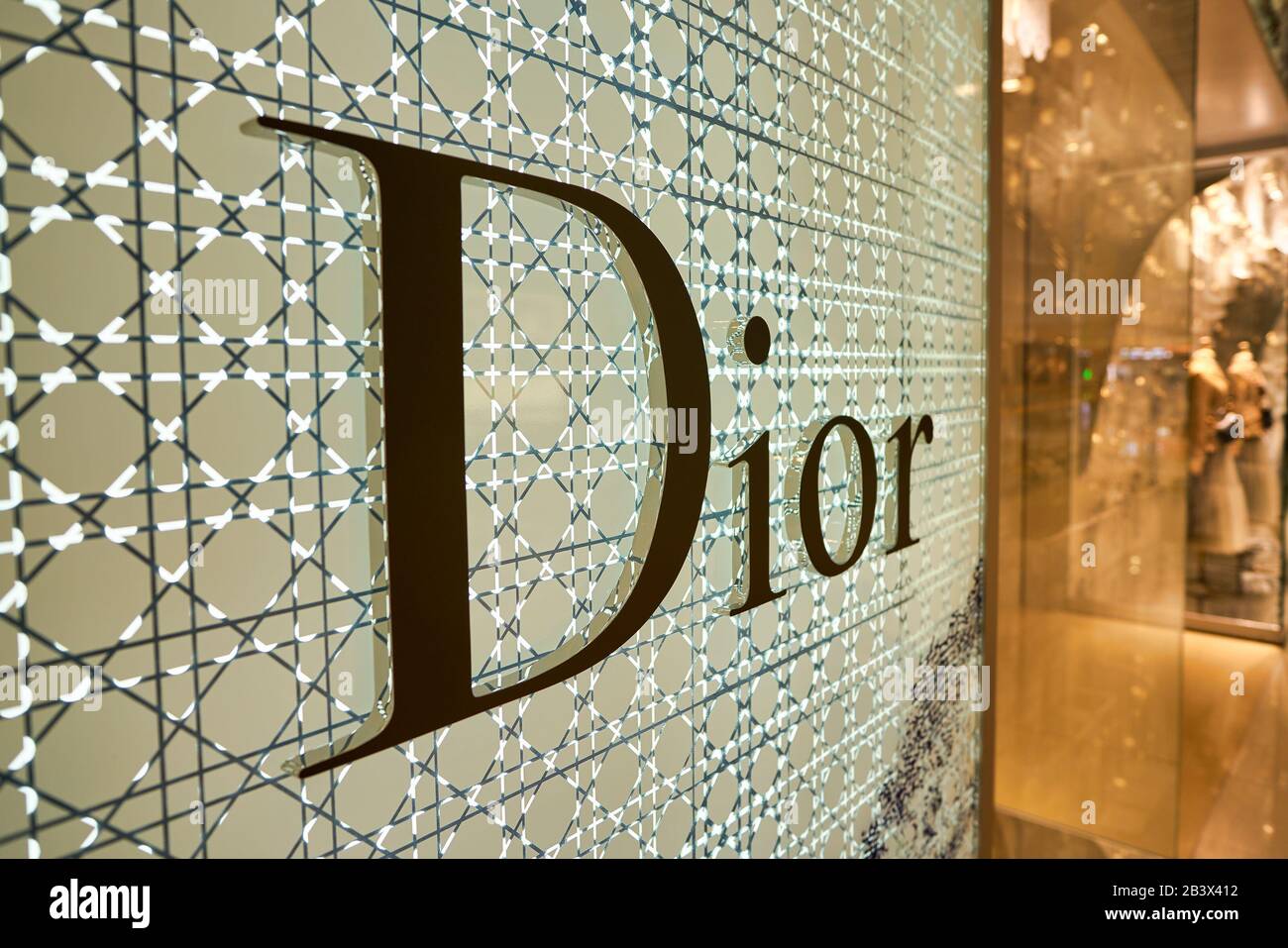 HONG KONG, CHINA - CIRCA JANUARY, 2019: close up shot of Dior sign seen ...