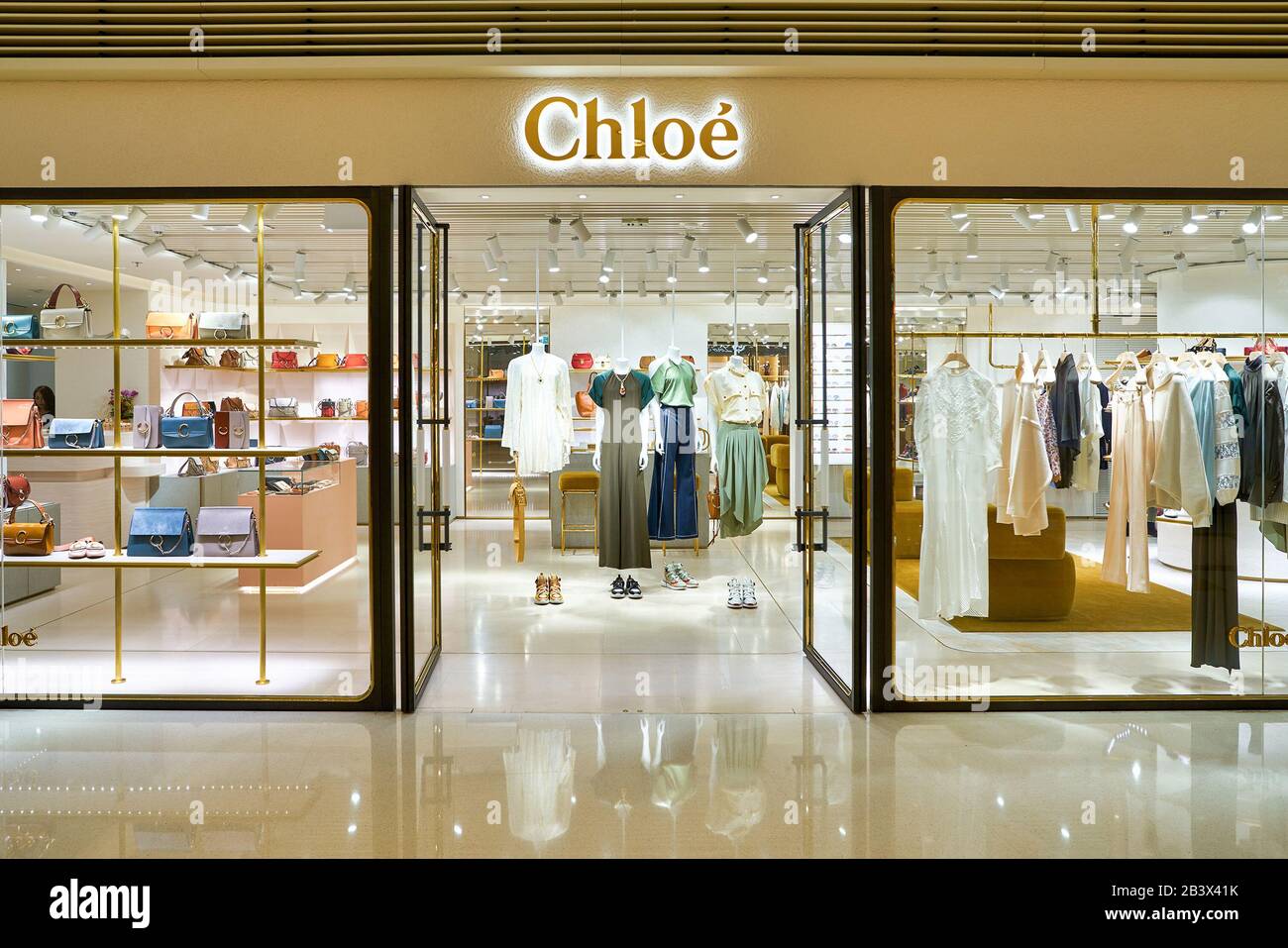 HONG KONG, CHINA - CIRCA JANUARY, 2019: entrance to Chloe store in ...