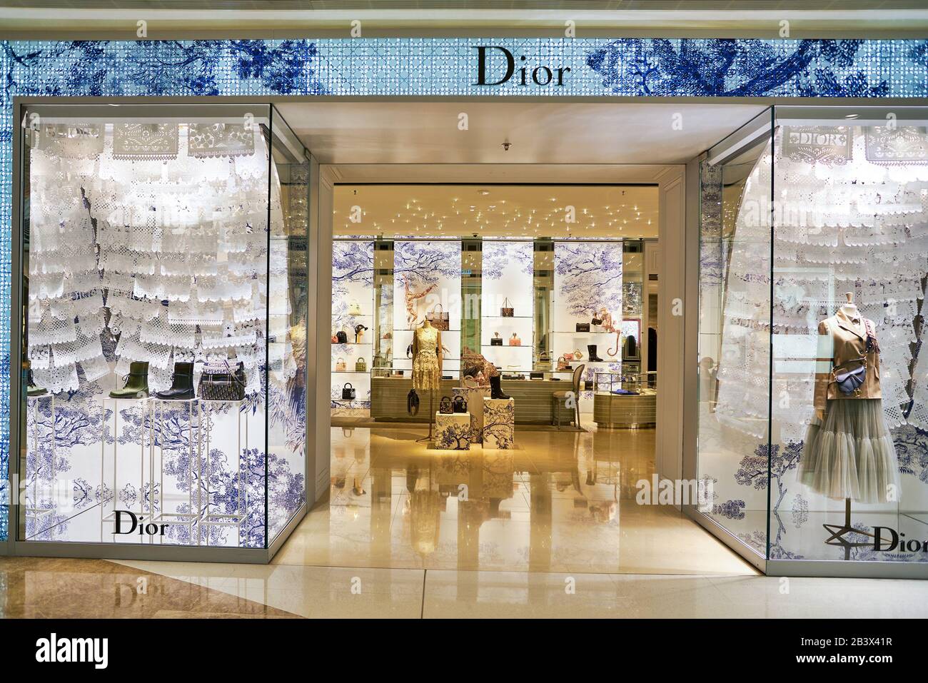 HONG KONG, CHINA - CIRCA JANUARY, 2019: entrance to Dior store in ...
