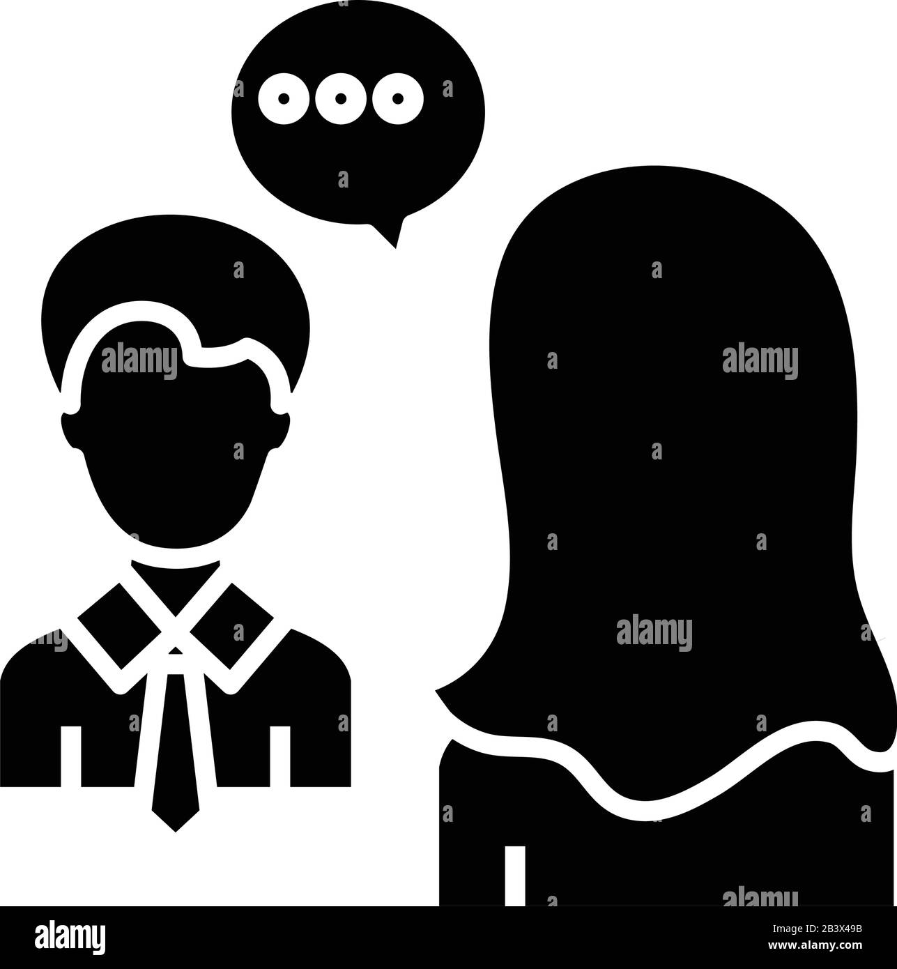 Talking people black icon, concept illustration, vector flat symbol ...