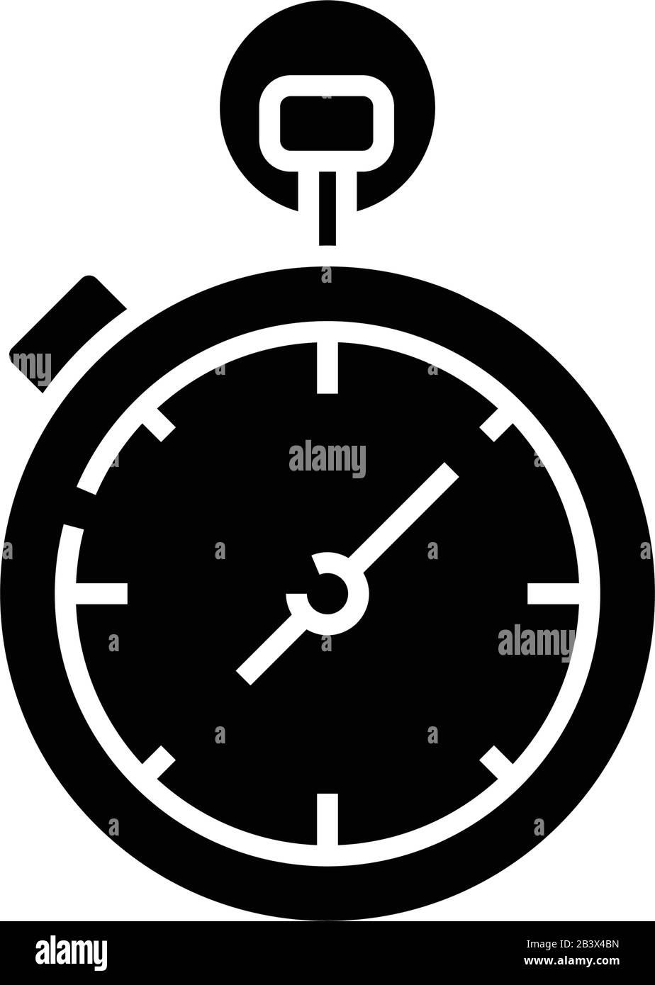Stopwatch black icon, concept illustration, vector flat symbol, glyph ...