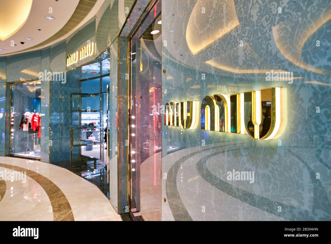HONG KONG, CHINA - CIRCA JANUARY, 2019: storefront of Miu Miu store in ...