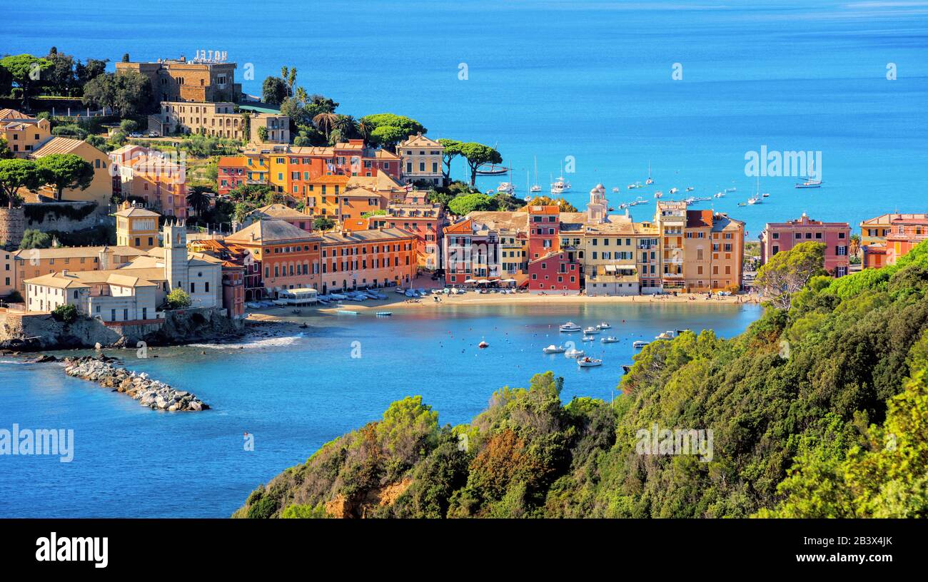 Colorful historical Old town of Sestri Levante, Italy, a picturesque ...
