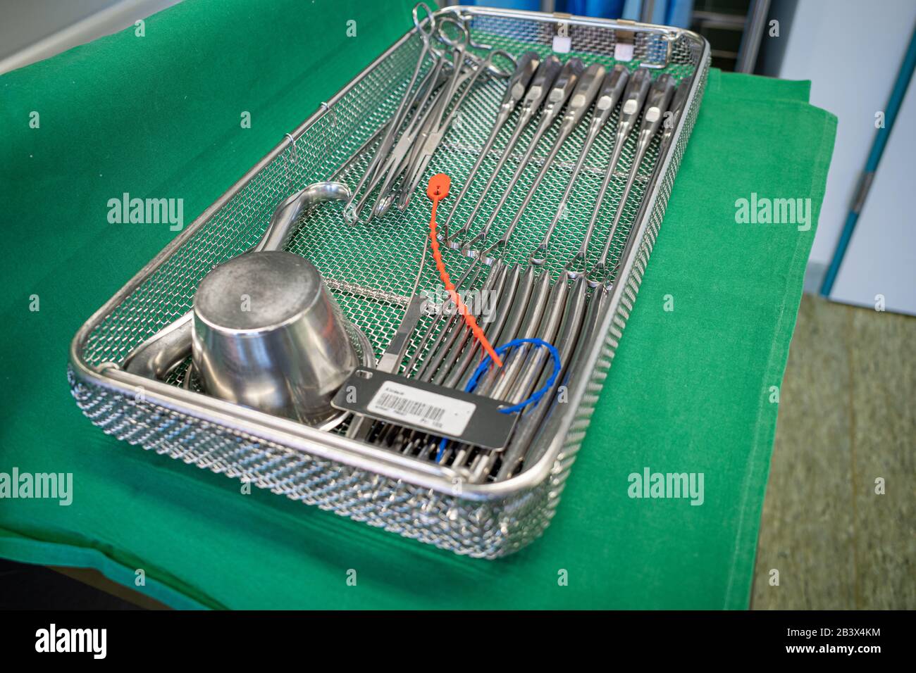 a cleaned and disinfected instrument tray for performing a uterus ...
