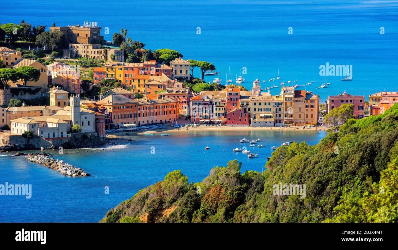 Colorful historical Old town of Sestri Levante, Italy, a picturesque ...