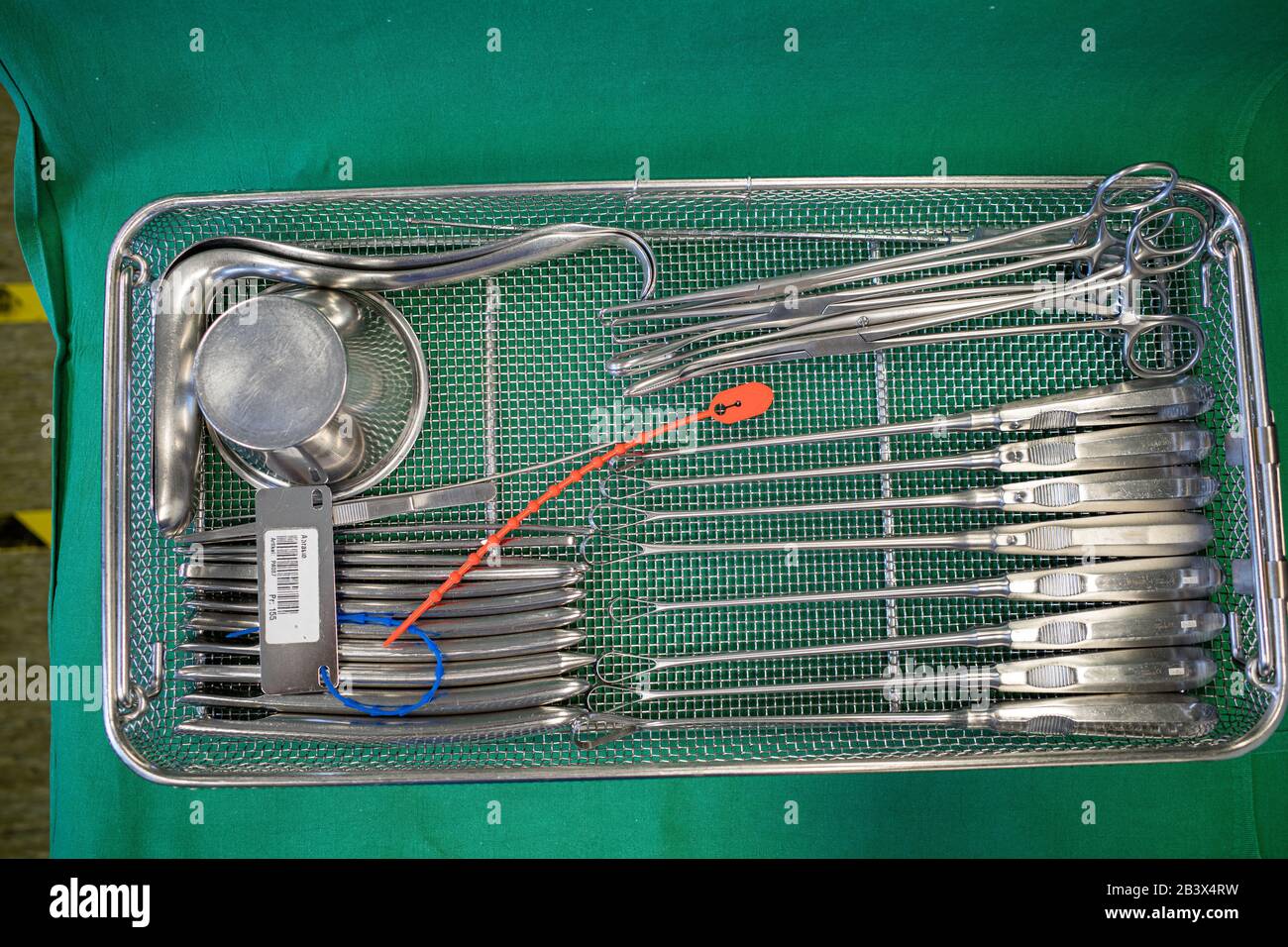 a cleaned and disinfected instrument tray for performing a uterus ...