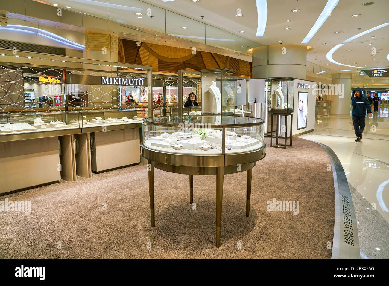 HONG KONG, CHINA - CIRCA JANUARY, 2019: Mikimoto jewelers on display in ...