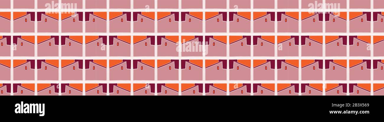 Architectural windows vector seamless banner pattern. Paper cut style ...